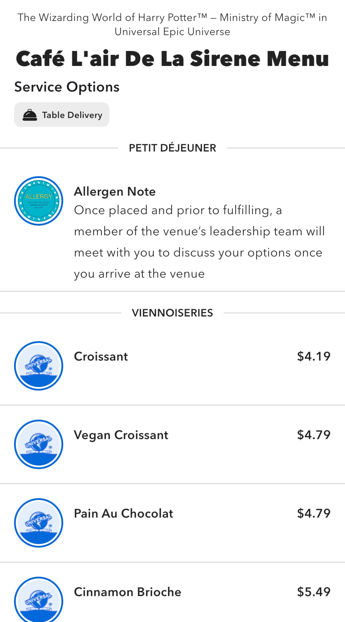 Cafe Sirene Menu 1 | UOFan